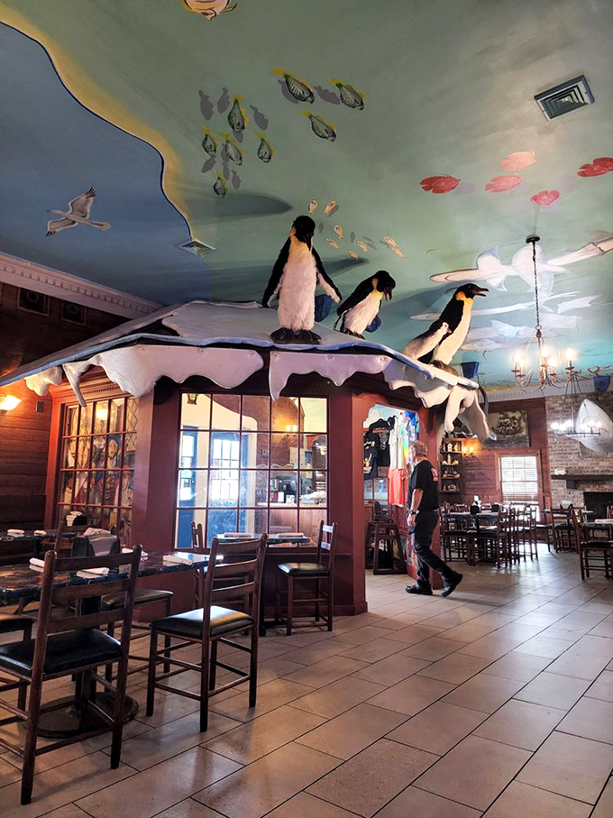 Dining under penguins and painted skies&mdash;where else can you crack crab legs while arctic birds keep watch from above?