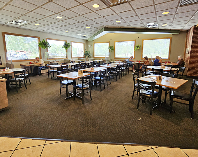 Spacious yet cozy, the dining room offers plenty of natural light and comfortable seating&mdash;the perfect backdrop for the food coma you're about to willingly enter.