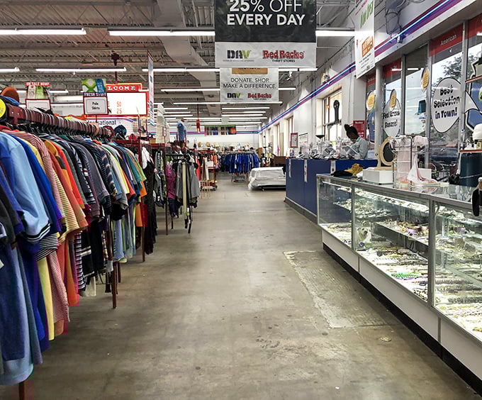 Endless aisles stretch before you like a wonderland where every rack holds potential magic.