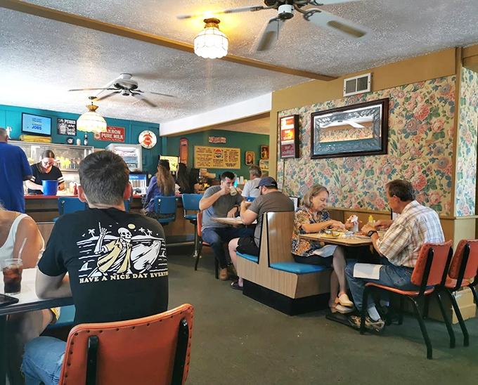 Classic diner booths, vintage decor, and ceiling fans spinning stories overhead&mdash;Fred's interior feels like a time machine to when conversations happened face-to-face and comfort was king.