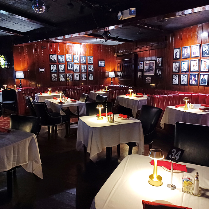 Step into a dining room where Sinatra might have plotted Ocean's 11 between bites of prime rib. The wood paneling and celebrity photos whisper Hollywood history.