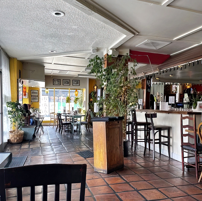 Terra cotta floors, wooden accents, and lush greenery create that rare restaurant alchemy&mdash;a space that feels both special and like coming home.