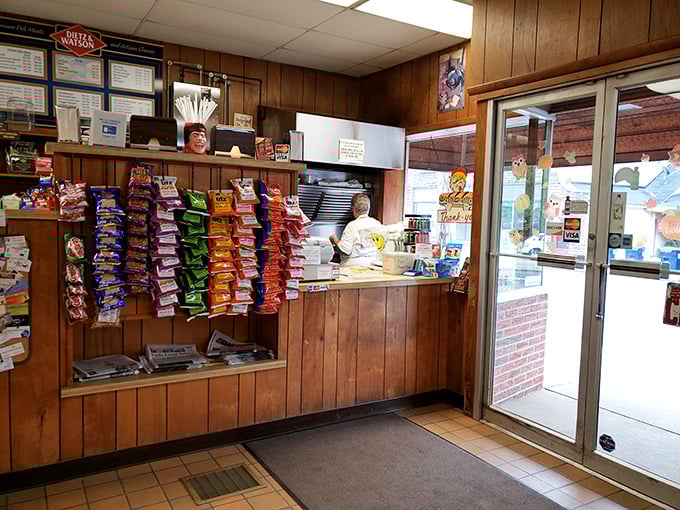 Step inside and time stands still &ndash; wood paneling, snack racks, and a no-nonsense counter where sandwich magic happens daily without the distraction of modern frills.