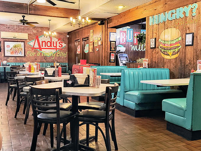 Step inside and time travel to the 1950s&mdash;those turquoise booths aren't just seating, they're portals to an era when conversations happened face-to-face, not screen-to-screen.