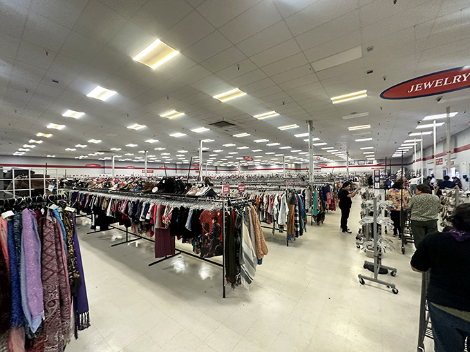 Endless racks stretch toward the horizon in a sea of secondhand possibilities. This isn't shopping&mdash;it's an expedition.