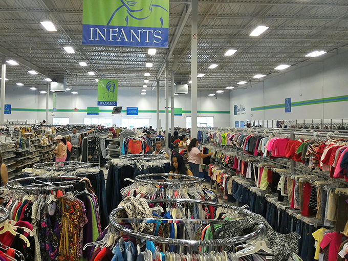 Rack after colorful rack stretches to the horizon. This isn't shopping&mdash;it's an expedition with bargains as your compass.