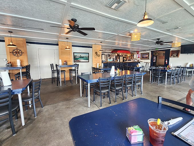 Inside, nautical simplicity reigns supreme. No white tablecloths here &ndash; just honest surroundings where the seafood does all the talking.