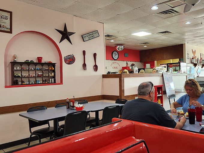 Where oversized wooden utensils aren't just decor, they're a warning about portion sizes. That star on the wall? It's earned daily.
