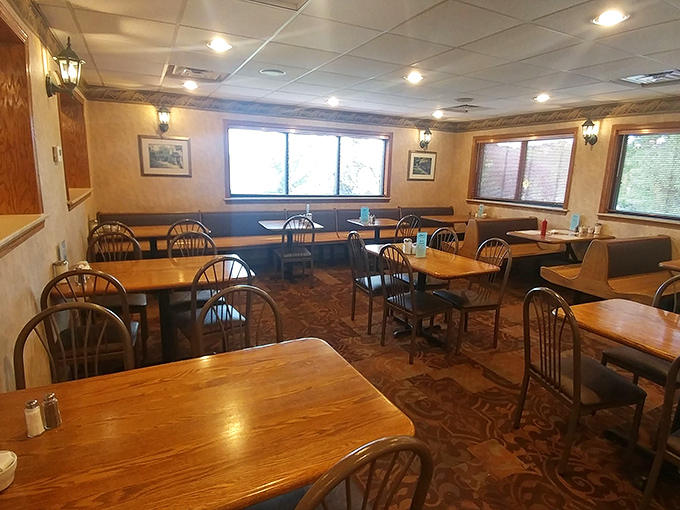 Wooden tables and Windsor chairs await diners in this unpretentious sanctuary. No designer lighting needed when the food shines this brightly.