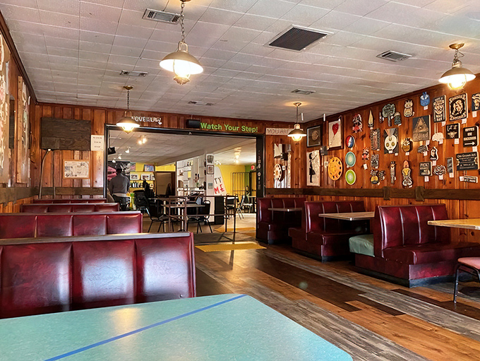 Red vinyl booths, wood-paneled walls, and that "Watch Your Step" sign&mdash;stepping into Home grown feels like visiting your coolest aunt's kitchen circa 1975.