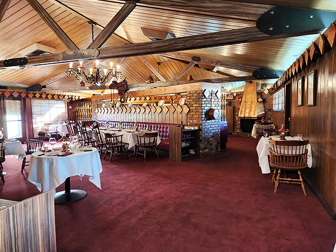 Step inside and time travels backward &ndash; wood-paneled ceilings, red carpeting, and Western decor create the perfect backdrop for meat-centric memories.