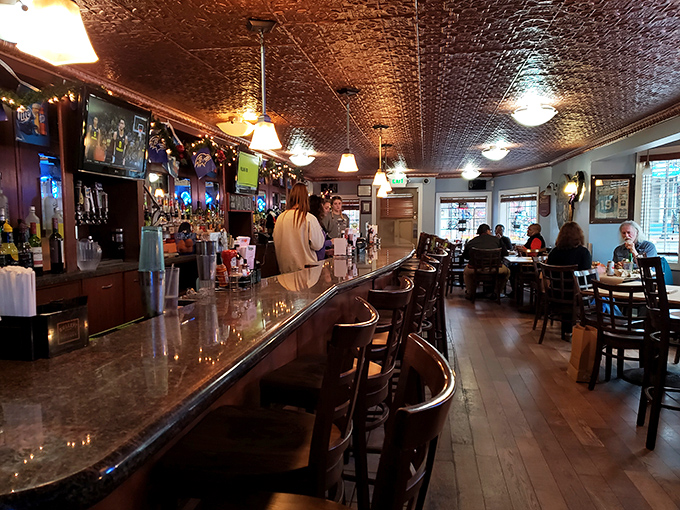 Pressed tin ceilings, polished bar tops, and the gentle hum of seafood enthusiasts—Ship's interior feels like Maryland's living room.