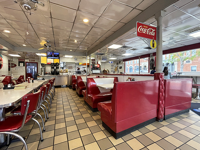Red vinyl booths and chrome fixtures transport you to simpler times, when conversations happened face-to-face and smartphones were the stuff of science fiction.