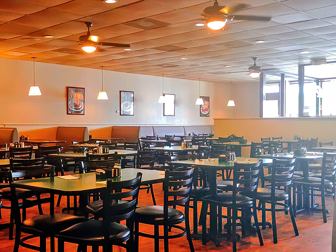 Classic diner charm with a side of nostalgia. Those ceiling fans have witnessed countless "first bite" face journeys.