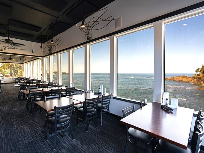 Floor-to-ceiling windows transform every meal into dinner theater, with the Pacific Ocean providing the most spectacular show in Oregon.