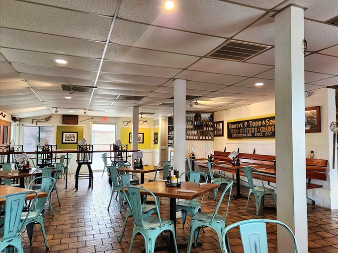 Those turquoise chairs aren't just Instagram-worthy&mdash;they're the perfect perch for the seafood feast of your life. Nautical without the kitsch!