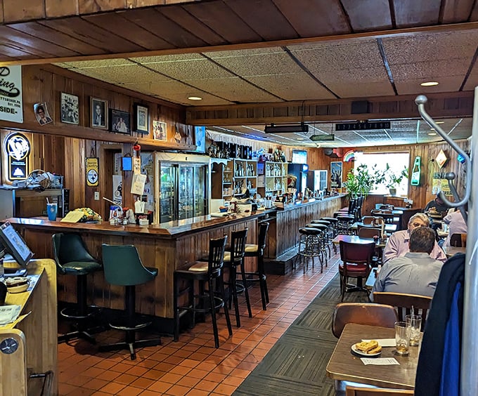 Step inside and time stands still &ndash; wood paneling, sports memorabilia, and a bar where everybody might not know your name yet, but they will by dessert. 