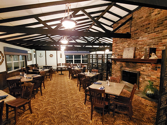 Exposed wooden beams and nautical touches create an atmosphere that's both elegant and comfortable&mdash;like your favorite sweater went to design school.