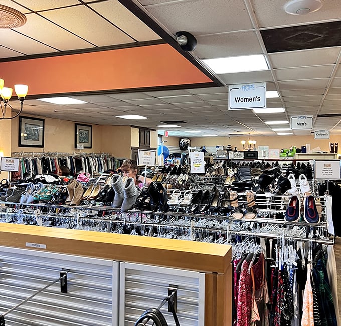 Organization that would make Marie Kondo weep tears of joy. The women's section alone could outfit a small army of fashionistas on a ramen noodle budget.