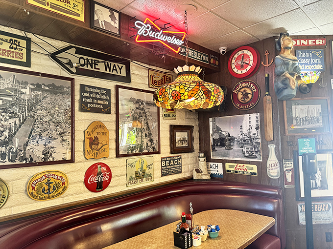 Where nostalgia lines the walls and stories fill the booths. This isn't decoration&mdash;it's a time capsule of Santa Cruz history served alongside your coffee.