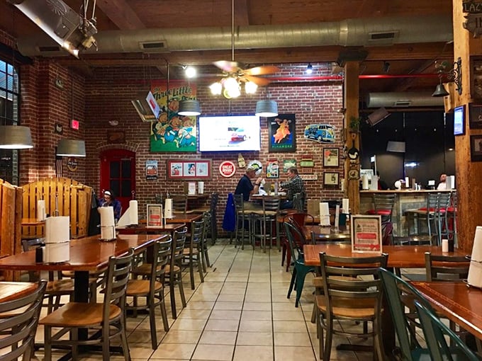 Exposed brick walls and wooden beams create that perfect "I've discovered something authentic" atmosphere that makes you feel like a barbecue insider the moment you sit down.