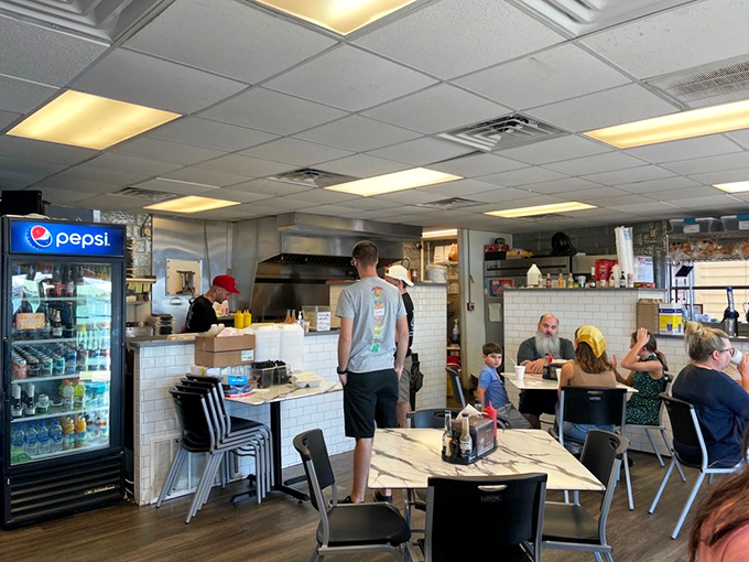Inside, simplicity reigns supreme. This no-frills dining room lets you know immediately that the focus here is squarely on what lands on your plate.