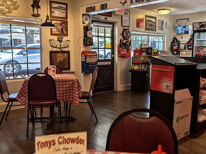 Red checkered tablecloths and nautical decor create that perfect "I've discovered something authentic" feeling that Instagram filters can't replicate.