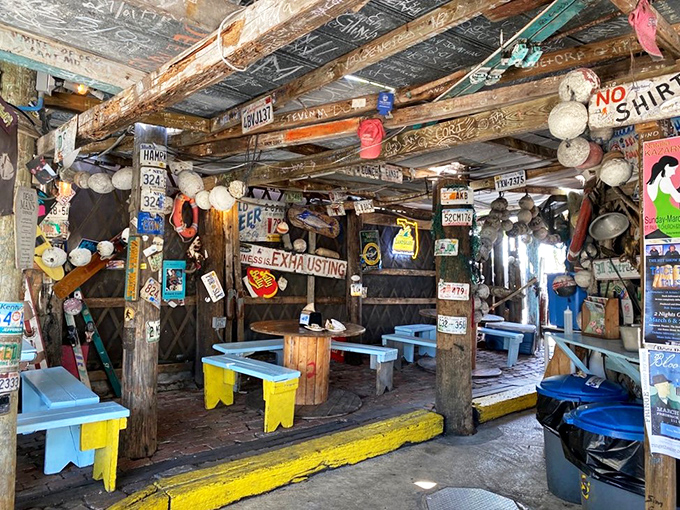 Step inside and discover a seafood shrine where every license plate, buoy, and dollar bill tells a story. Driftwood elegance meets Keys quirkiness.