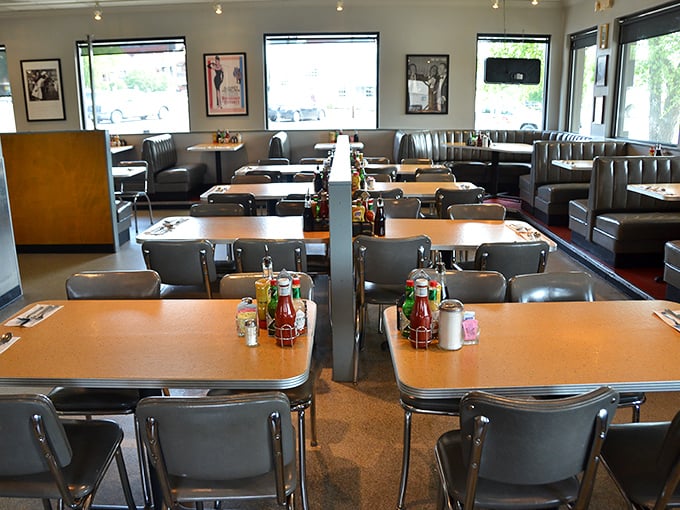 Classic deli booth seating where conversations flow as freely as the perfectly brewed coffee.