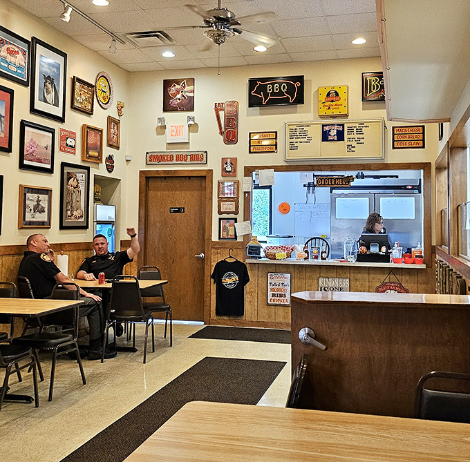 Where barbecue memorabilia meets serious business. The order counter beckons with promises of meat nirvana while regulars chat over their treasured finds.