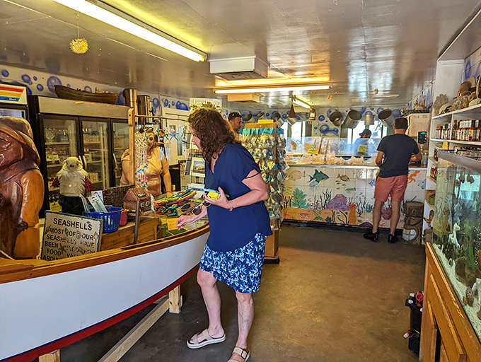 Inside, the market's nautical charm isn't manufactured by some corporate designer—it's the real deal, accumulated over years of authentic fishing heritage.