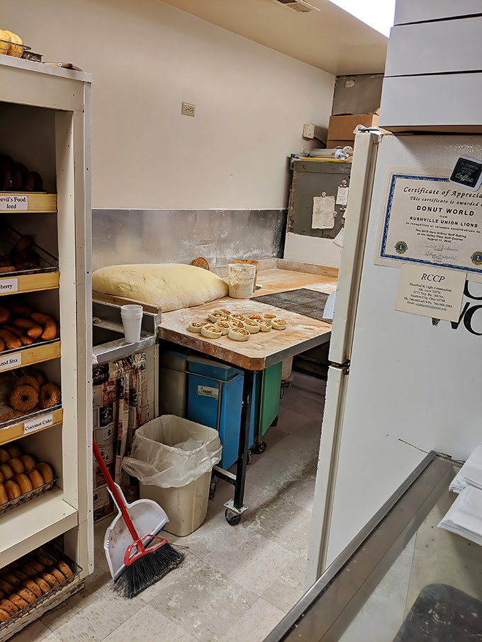 Behind the scenes magic where dough becomes dreams. This humble workspace produces more happiness per square foot than most luxury spas.
