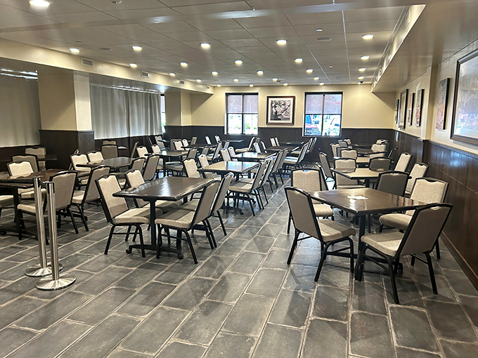 Clean lines and comfortable seating create the perfect backdrop for sandwich artistry. No distracting frills here&mdash;just an environment designed for the serious business of enjoying exceptional food.