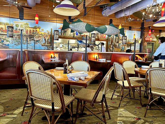 Nautical charm meets comfortable dining &ndash; those oversized fish suspended from the ceiling aren't judging your third bread roll, promise!