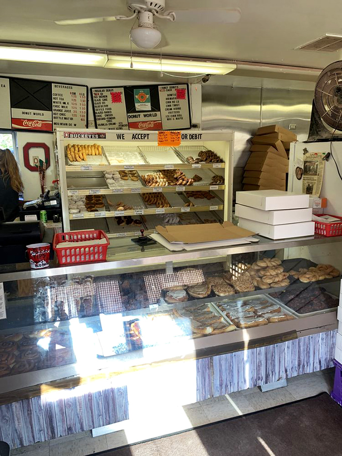 No fancy decor needed when the display case speaks volumes. This no-frills interior houses some of Ohio's most spectacular fried dough creations.