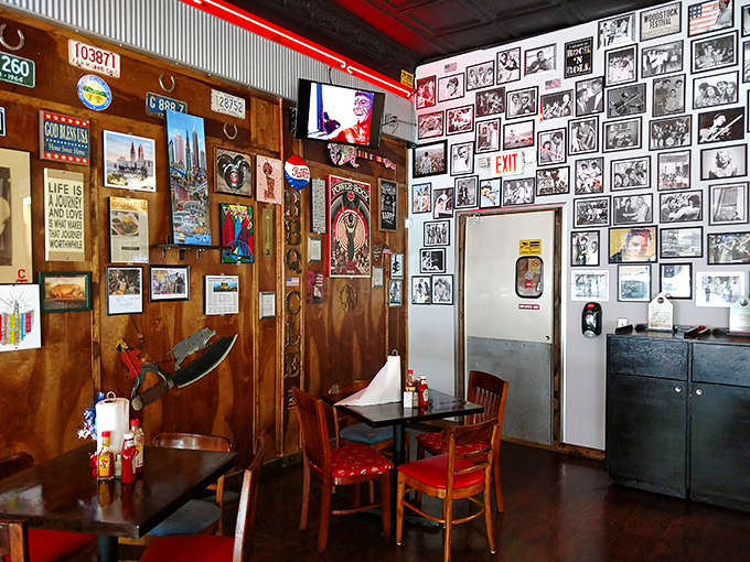 A museum of memories meets barbecue haven. Every inch of wall space tells stories while you create new ones over plates of smoky perfection.