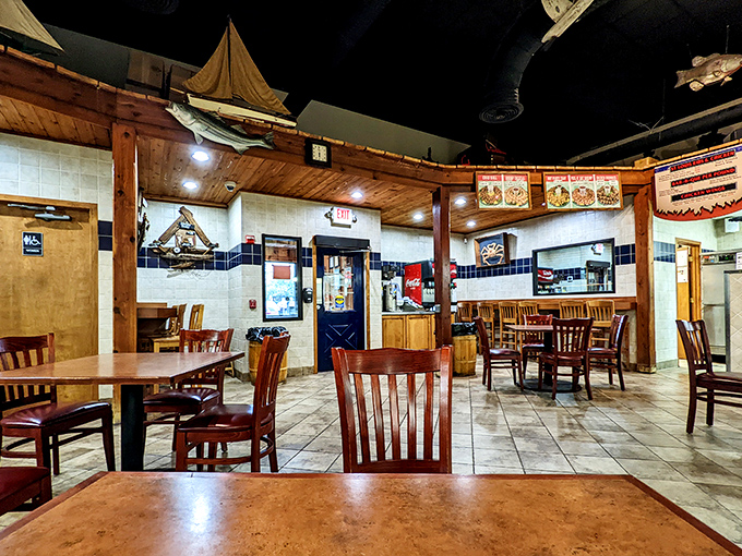 Inside, nautical charm meets no-nonsense dining. This isn't about the d&eacute;cor&mdash;it's your staging area for the seafood feast to come.