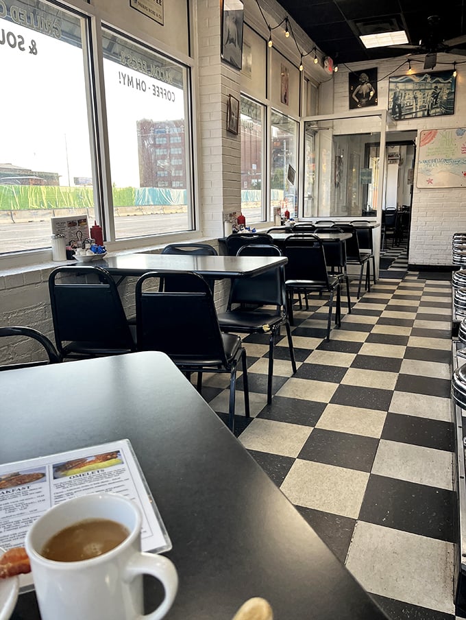Step inside and time slows down. The checkerboard floor and simple tables create that perfect "I've been coming here for decades" vibe even on your first visit.