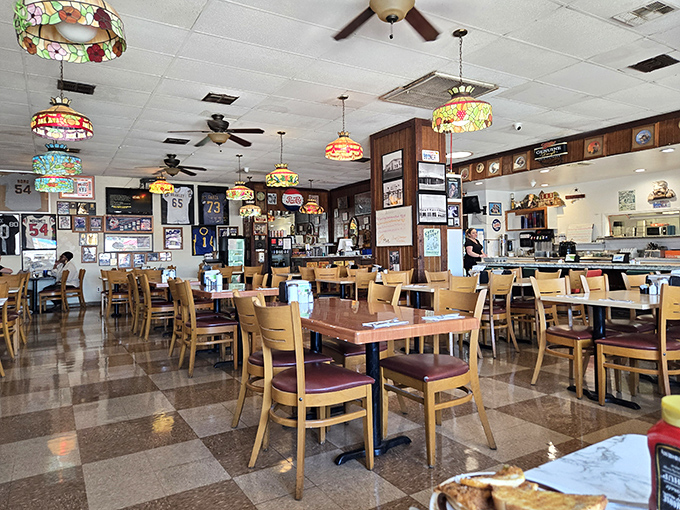 Step inside and the classic diner aesthetic hits all the right notes&mdash;checkerboard floors, stained glass pendant lamps, and walls that tell the story of a community.