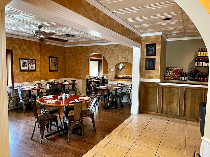 Where golden walls and tin ceilings set the stage for pasta performances. The dining room at Mama's feels like the Italian grandmother you wish you had.