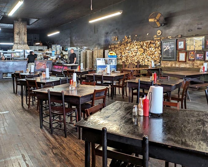 Step inside and breathe deep &ndash; those smoke-stained walls aren't dirty, they're seasoned. Decades of post-oak smoke have created a patina that money can't buy. 