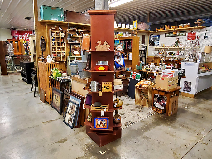 A wonderland of nostalgia where every shelf tells a story. This vendor's carefully arranged display transforms ordinary objects into conversation pieces worth bringing home.