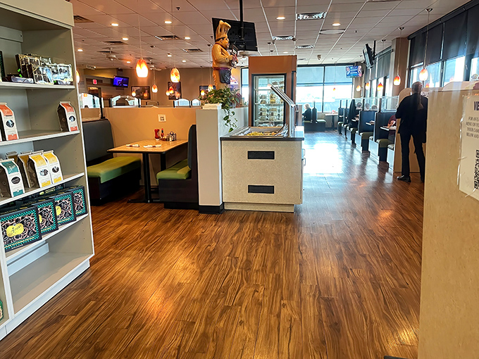 Inside, warm wooden floors and practical booths set the stage for serious eating. No pretension here&mdash;just the promise of authentic deli goodness awaiting.