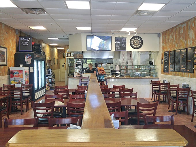 Classic simplicity reigns in this no-frills dining room where wooden chairs and tables set the stage for food that does all the talking.