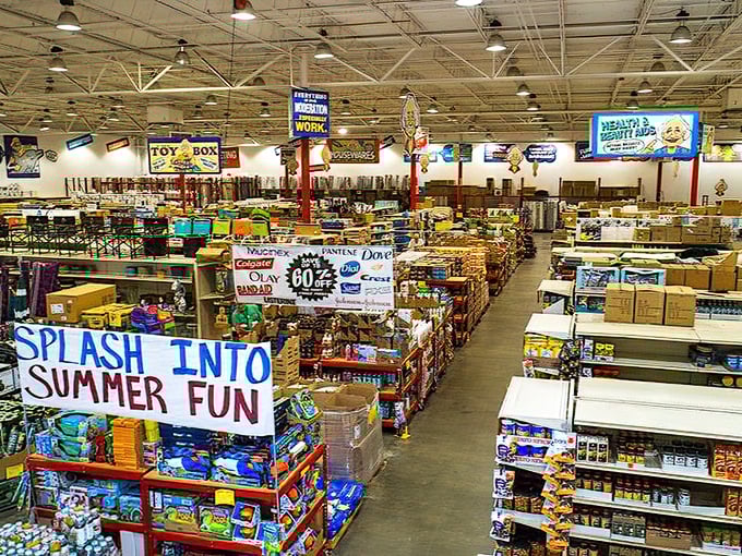 A bird's-eye view of organized chaos &ndash; where "Splash Into Summer Fun" meets "Up to 70% Off" in a wonderland of unexpected deals.