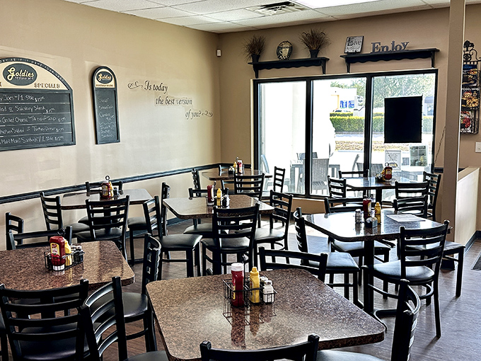 Simple tables, chalkboard menus, and a wall that reminds you to be "the best version of you" &ndash; because after their Eggs Benedict, you certainly will be.