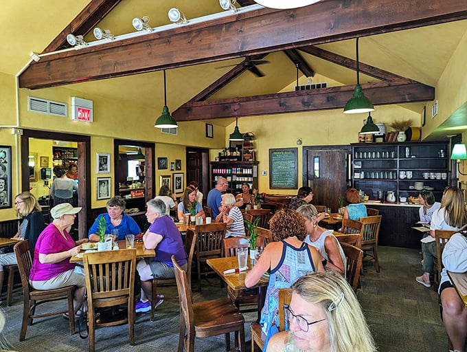 High ceilings, wooden beams, and the gentle hum of conversation create the kind of atmosphere where Ernest Hemingway might have penned his next masterpiece.