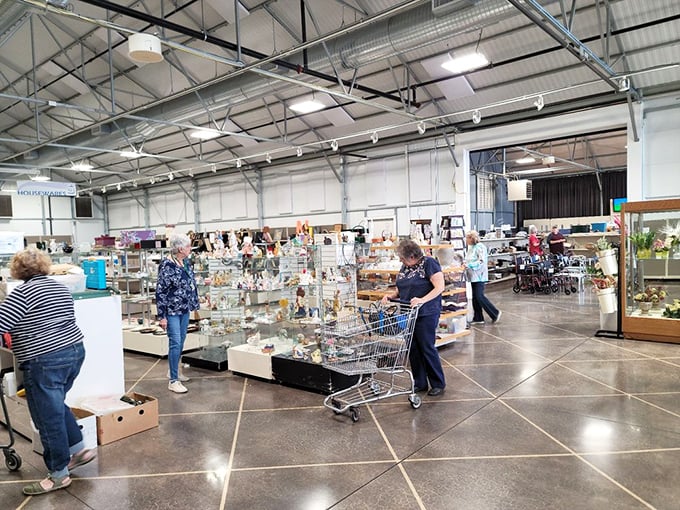 Spacious aisles and bright lighting transform the hunt for secondhand treasures into a dignified expedition rather than a rummage.