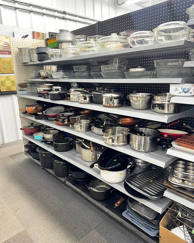 Kitchen heaven awaits! Enough pots and pans to outfit a cooking show or finally make that Julia Child recipe you've been avoiding.
