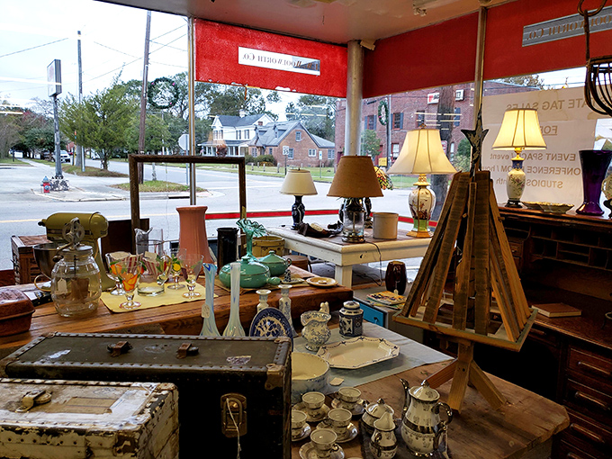 Window shopping takes on new meaning when vintage lamps cast their warm glow over collections of glassware that have outlived several generations of electric bills.